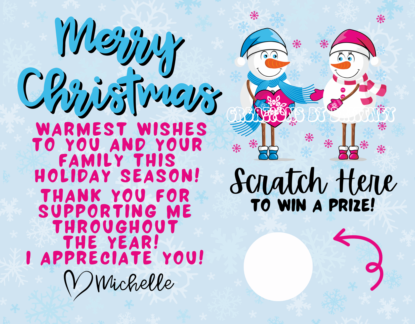 Custom Merry Christmas Thank You/Scratch Off Card Combo – Creations By ...